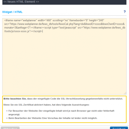 Webplanner in 1&1 IONOS Webseite einbinden