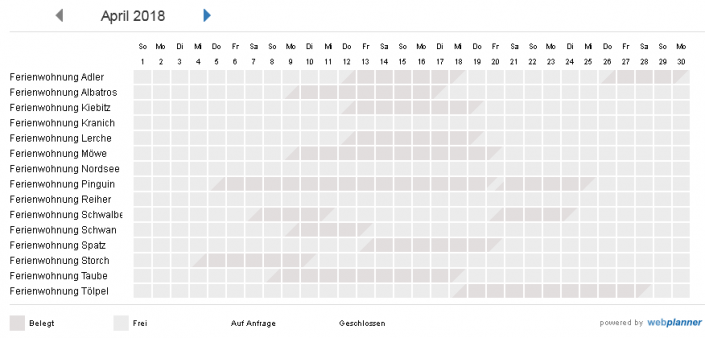 Webplanner Calendar – Kalender und Formular für Ihre Homepage